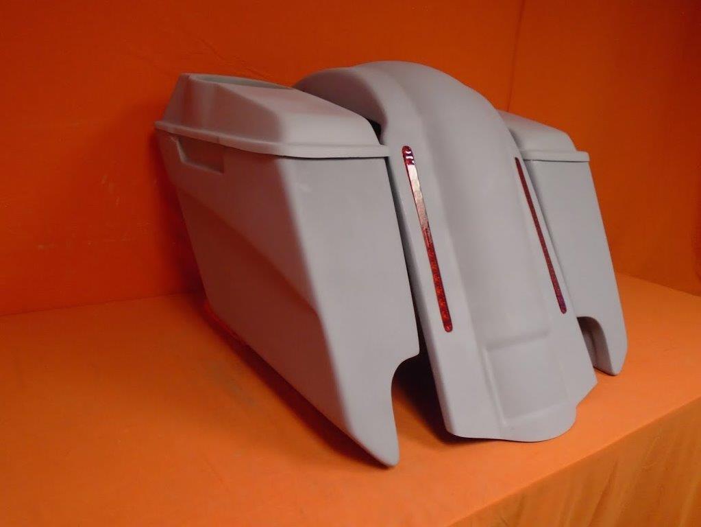 Harley Davidson 5" Stretched Extended Saddlebags With Cut Outs LED Fen ...